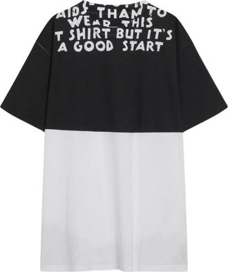 Maison Margiela Homme, Tops, Multicolore, Taille: L T-shirt Graphique Bicolore &agrave; Blocs