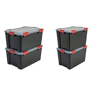Iris Ohyama, 2er-Set luftdichte Aufbewahrungsboxen - All-Weather AT-L - plastik, schwarz, 2 x 50 L, L59 x B39 x H29 cm Ohyama, 2er-Set luftdichte Aufbewahr