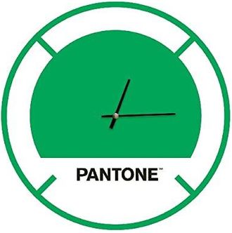 Homemania Pantone by Homemania Homemania Drive in Runde Wanduhr für Wohnzimmer, Küche, Büro, grün, weiß, schwarzes Metall, 40 x 0,15 x 40 cm, Maße des Produkts: