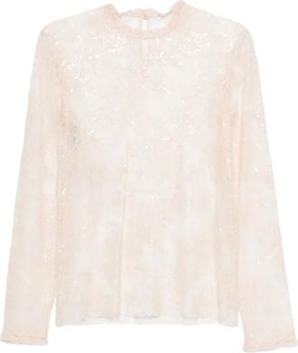 Alberta Ferretti Femme, Blouses et Chemises, Beige, Taille: 42 FR Chemisier en dentelle