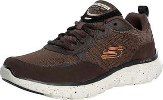 Skechers Baskets Flex Advantage 5.0 pour Homme, Maille Daim Marron Duraleather Bordure Noire, 43 EU