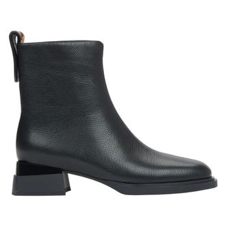 Estro & Luminara Femme, Chaussures, Noir, Taille: 37 EU Bottines Noires en Cuir avec D&eacute;tail Imprim&eacute; L&eacute;opard