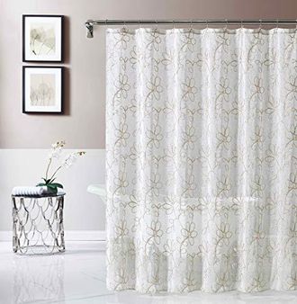 Dainty Home Stella Duschvorhang, Polyester, Leinen/Leinen, 72 W x 70 L (Pack of 1)
