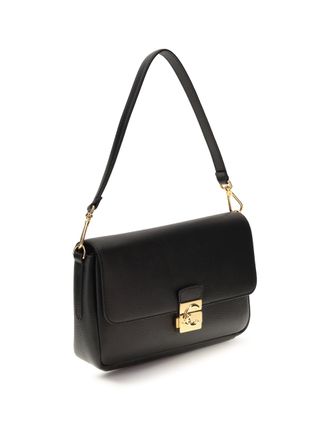Coccinelle Womens C-Me Lock Medium Shoulder Bag Noir Calf Leather Bos Taurus