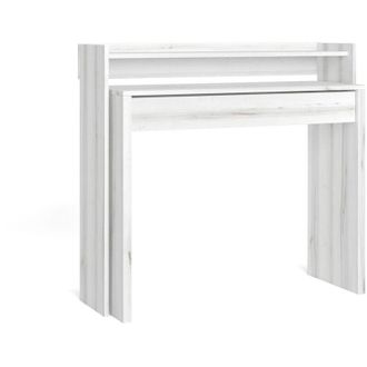 Skraut Home Skraut Home - Bureau Extensible, Bureaux et Postes de Travail, 99x90x35cm, r&eacute;tractable, Bureau Ordinateur, Style moderne, Blanc vein&eacute;