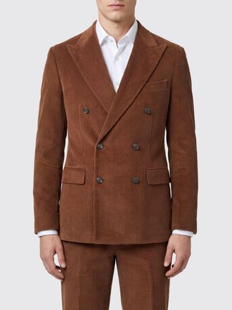 Canali Zweireihiger Blazer aus Baumwollsamt mit fallendem Revers