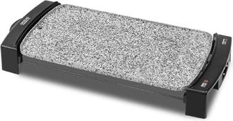 Cecotec Elektrische Grillplatte Rock&Water 2000.RockStone Steinverkleidung, Einstellbarer Thermostat, sp&uuml;lmaschinenfest, 40 x 20 (2150 W, Grau und Schwarz)