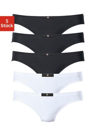 H.I.S String H.I.S, Damen, Gr. 34, schwarz-wei&szlig; (wei&szlig;, schwarz), Obermaterial: 95% Baumwolle, 5% Elasthan, unifarben, k&ouml;rpernah, Unterhosen String, aus elas