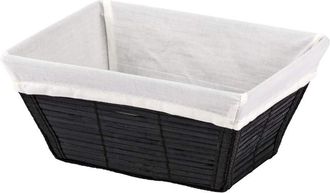 WENKO Aufbewahrungskorb Bamboo M Schwarz - Badkorb, Bambus, 19.5 x 9 x 15 cm, Schwarz