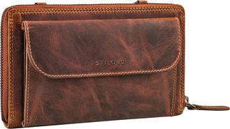 STILORD Monica 4 in 1 Leder Geldb&ouml;rse mit Handyfach Damen Clutch Geldbeutel zum Umh&auml;ngen Schultertasche Klein Crossbody Portemonnaie f&uuml;r Frauen Handytasche Ec