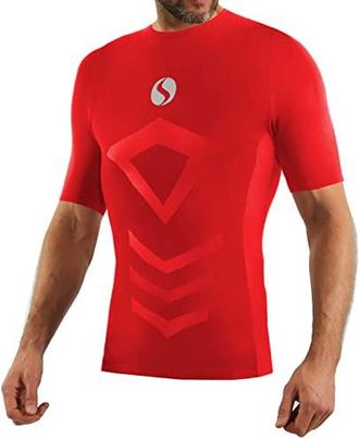 Sesto Senso sous-v&ecirc;tement de Sport thermoactif pour Homme T-Shirt de Compression &agrave; Manches Courtes L/XL Rouge Red