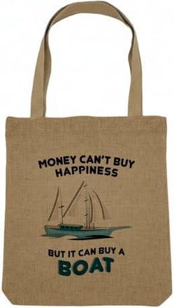 Fabulous Sac Shopping Tote Bag Aspect Lin - Boat - Money Cant Buy Happiness Sea Sac de Courses Toile Epaisse 360g Beige Naturel Cabas Port&eacute; Epaule Solide Impri