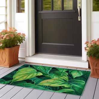 Generic Tapis de Passage Nature Moderne For&ecirc;t Tropicale Humide Feuilles 80 x 150 cm Antid&eacute;rapant et Lavable Interieur Rug, Vert Tapis de Couloir pour Entree C