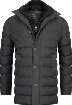 Indicode Herren INWooding Winterjacke mit Stehkragen und verdecktem Rei&szlig;verschluss | Mantel Parka M&auml;nner Charcoal Mix, M