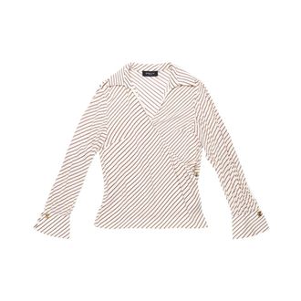 Nenette Femme, Blouses et Chemises, Beige, Taille: 38 FR Blouse Cache-Coeur Ray&eacute;e