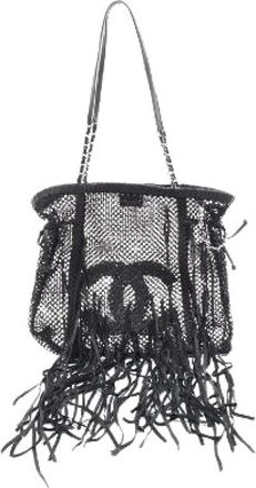 Chanel Pre-owned Coco Mark Leather Mesh Shoulder Bag - Femme - Pre-owned - Noir - Taille: ONE Size