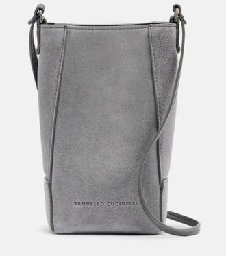 Brunello Cucinelli Schultertasche Monili aus Veloursleder