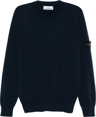 Stone Island Homme, Pulls, Bleu, Taille: M Pull ras du cou avec logo