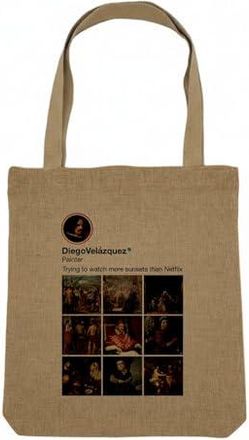 Fabulous Sac Shopping Tote Bag Aspect Lin - Diego Velazquez R&eacute;seaux Sociaux Peinture Peintre - Sac de Courses Toile Epaisse 360g Beige Naturel Cabas Port&eacute; Epau
