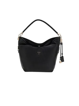 Guess Structured Polyurethane Hobo Bag - Black