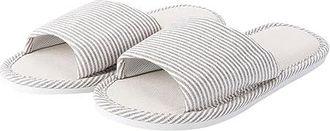 IFUNDOM Pantoufles Maison &Eacute;paisses &agrave; Semelle Antid&eacute;rapante pour Int&eacute;rieur Confort Respirant Lin Unisexe Quatre Saisons Caf&eacute;