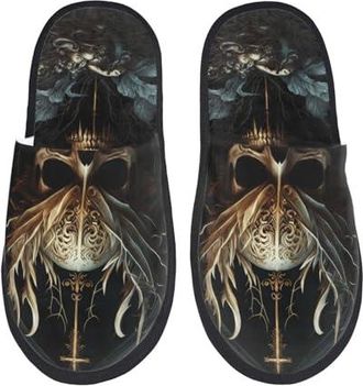 Generic Pantoufles DHiver Cr&acirc;ne Orn&eacute; Vintage Unisexe Slippers Portative Chaussons Invit&eacute;s Pour Femmes Int&eacute;rieur Spa M