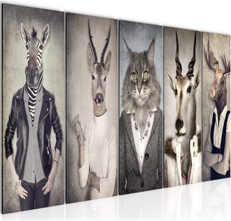 Runa Art Wandbild XXL Tiere Abstrakt Büro Wohnzimmer 200 x 80 cm Beige Grau 5 Teilig - Made in Germany - 018355a