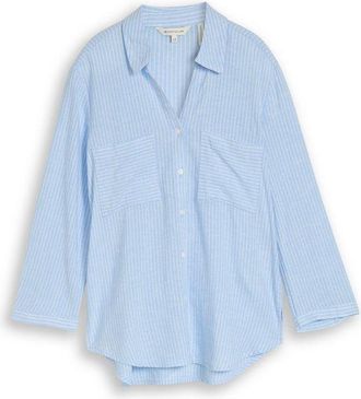 Tom Tailor Langarmbluse Blusen & Shirts Hemdbluse mit Leinenanteil