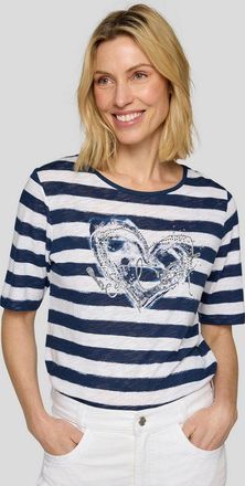 Rabe T-Shirt in Streifen-Optik und mit Glitezr-Print