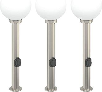 vidaXL Pollerleuchten mit Auslass 3 Stk. 80 cm Edelstahl IP44 vidaXL