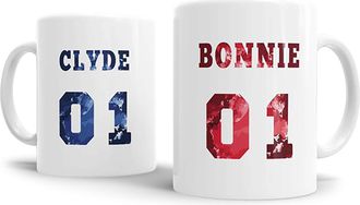 Tassendruck Pärchen-Tassenset für Sie & Ihn Bonnie & Clyde Geschenk/Partner/Liebe/Love/Beziehung/Paare/Beste Qualität - 25 Jahre Erfahrung