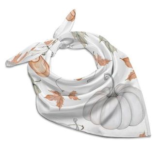 Generic Écharpe carrée en soie carrée citrouille et feuille dérable - Écharpe légère pour la récolte dautomne - Écharpe pour cheveux respirante - Cadeau pour 