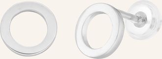 Leaf Ohrstecker Circle Aus 14 Karat Wei&szlig;gold silber