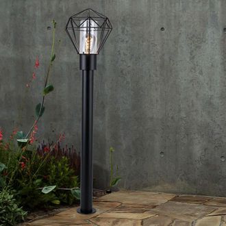 Globo Lighting Led Au&szlig;enleuchte Wegelampe Terrassenleuchte Industriell Stehlampe schwarz Edelstahl Sockelleuchte, 1x E27 Filament led warmwei&szlig;, LxH 22,5x100 cm