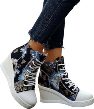 Generic Bottines Femmes Souples &agrave; Enfiler avec Semelle en M&eacute;moire Confort Largeurs Diff&eacute;rentes pour Toutes Vos Sorties (Blue 5, 35)