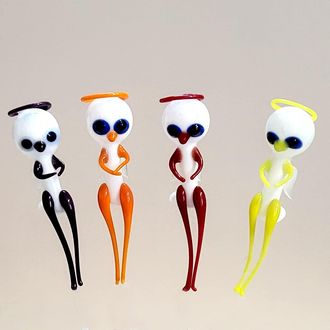 Lauschaer Glas Flaschenengel 4 Stück Wasserengel Wassertanzer mundgeblasen handgeformt