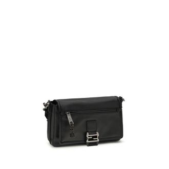 Fendi Mens Black Calf Leather Bos Taurus Shoulder Bag