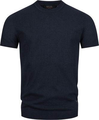 Indicode Herren INVasko T-Shirt Feinstrick mit Rippstricksaum | Herrenshirt Sommershirt M&auml;nner Navy, XXL