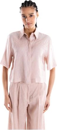 Marella Femme, Blouses et Chemises, Rose, Taille: 40 FR Embellished Linen Shirt