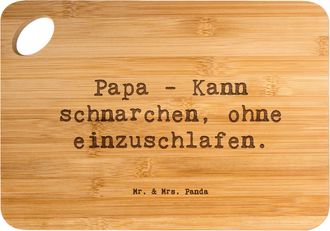 Mr. & Mrs. Panda Bambus - Schneidebrett Spruch Papa Schnarchen - Geschenk, Freude, Familie & Verwandte, Danke, Holzbretter, pers&ouml;nliche Erinnerungen