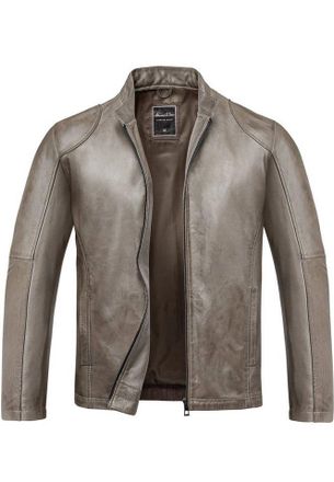 Amaci & Sons Lederjacke OKEMOS Lederjacke Echtleder Herren Biker Zipper Jacke