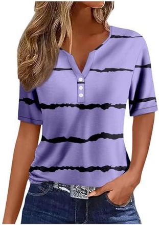 Generic T-shirt d&eacute;t&eacute; &agrave; manches courtes pour femme, t-shirt basique, haut &agrave; manches courtes, haut d&eacute;t&eacute;, haut tendance, t-shirt d&eacute;t&eacute;, t-shirt basique, haut d&eacute;co