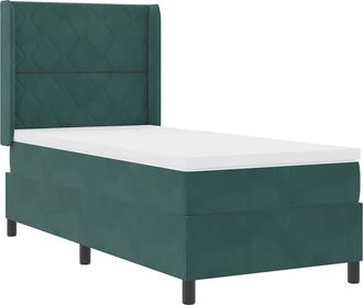 vidaXL Vidaxl - Letto A Molle Con Testiera Verde Scuro 90 X 200 Cm Velluto