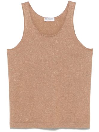 Brunello Cucinelli haut sans manches à effet métallisé - Marron