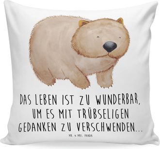 Mr. & Mrs. Panda 40 x 40 Kissen Wombat - Geschenk, sofakissen, Sofakissen, Kissenh&uuml;lle, Gute Laune, Motivation, Tiere, Kissen 40x40, Spruch