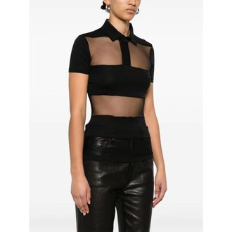 Coperni Femme, Tops, Noir, Taille: 38 FR Haut Polo Transparent Ray&eacute;