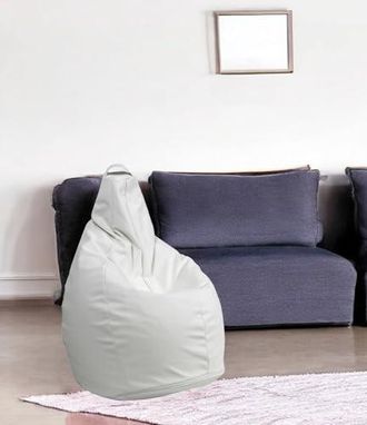 Talamo Italia Pouf Abner, Mehrzwecksessel, Sitzsack, Hockerhocker, Made in Italy, 90x90 h120 cm, Weiß