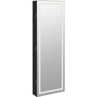 vidaXL Armoire &agrave; bijoux avec miroir et &eacute;clairage LED mural noir vidaXL