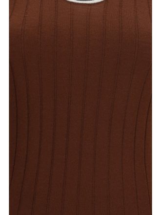 Brunello Cucinelli Ribbed Fleece Wool Tank Top - Brown