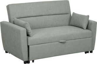 HOMCOM Homcom - Schlafsofa, 2-Sitzer Sofa mit Schlaffunktion, Verstellbare R&uuml;ckenlehne, Couch mit Kissen, Samtoptik, Schlafcouch f&uuml;r Wohnzimmer